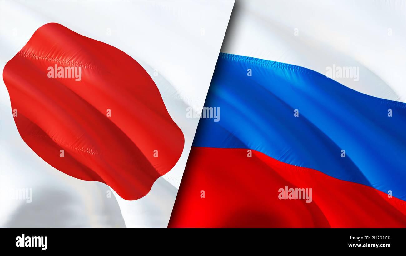 Japan and Russia flags. 3D Waving flag design. Japan Russia flag ...