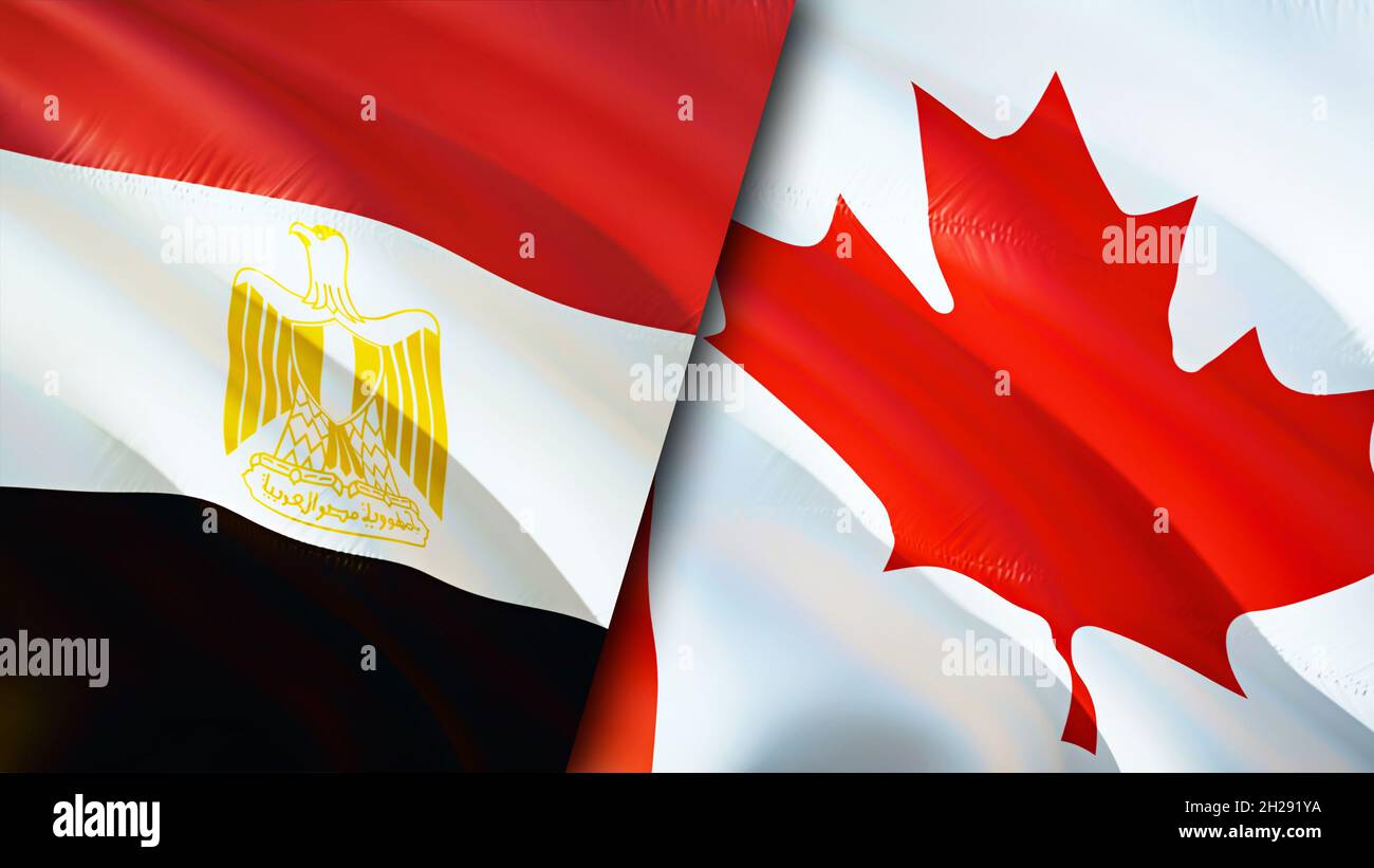 Egypt and Canada flags. 3D Waving flag design. Canada Egypt flag ...