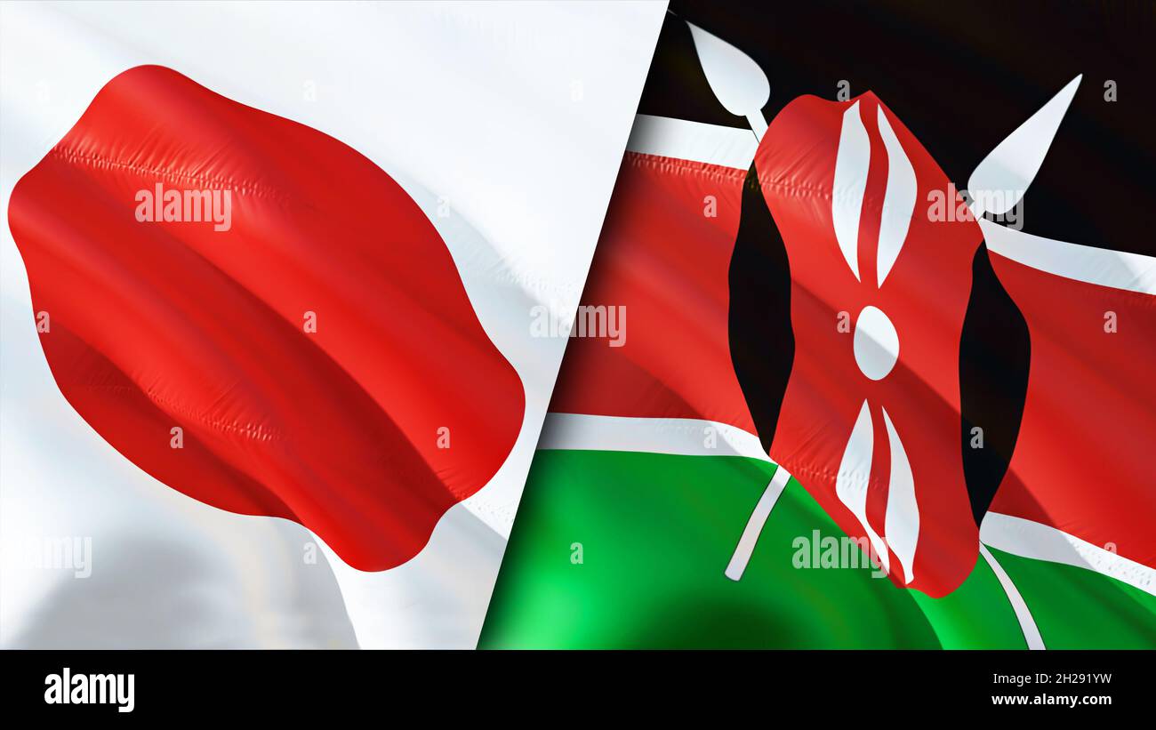 Japan and Kenya flags. 3D Waving flag design. Japan Kenya flag, picture ...