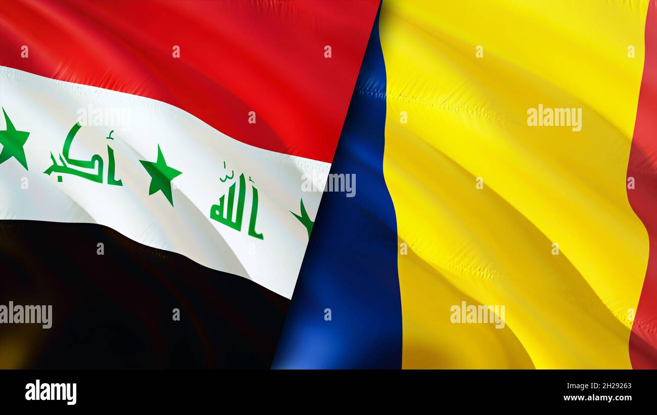 Iraq and Chad flags. 3D Waving flag design. Chad Iraq flag, picture ...