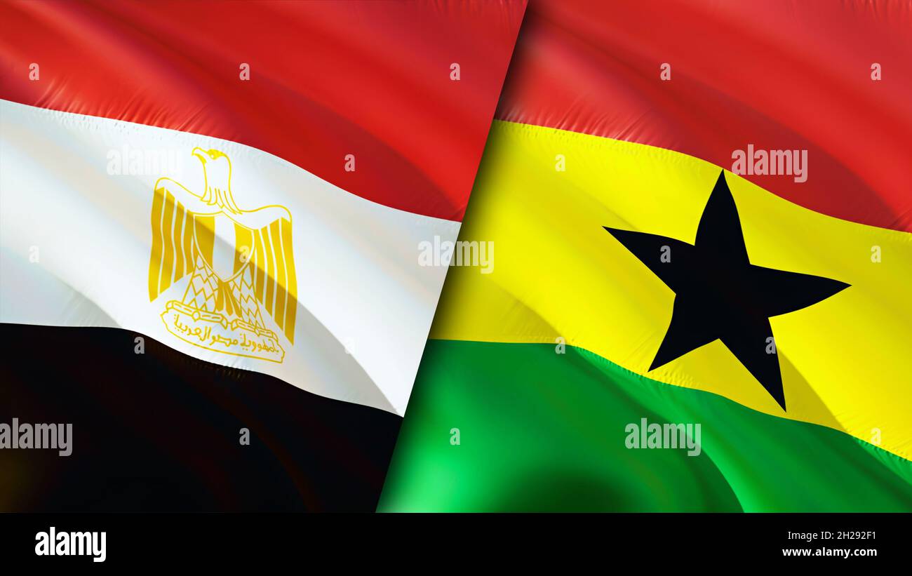Egypt and Ghana flags. 3D Waving flag design. Ghana Egypt flag, picture ...