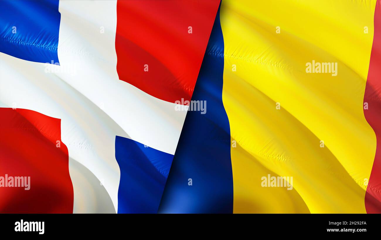 Dominicana and Chad flags. 3D Waving flag design. Chad Dominican ...