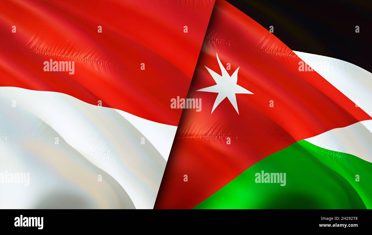Indonesia and Jordan flags. 3D Waving flag design. Indonesia Jordan ...