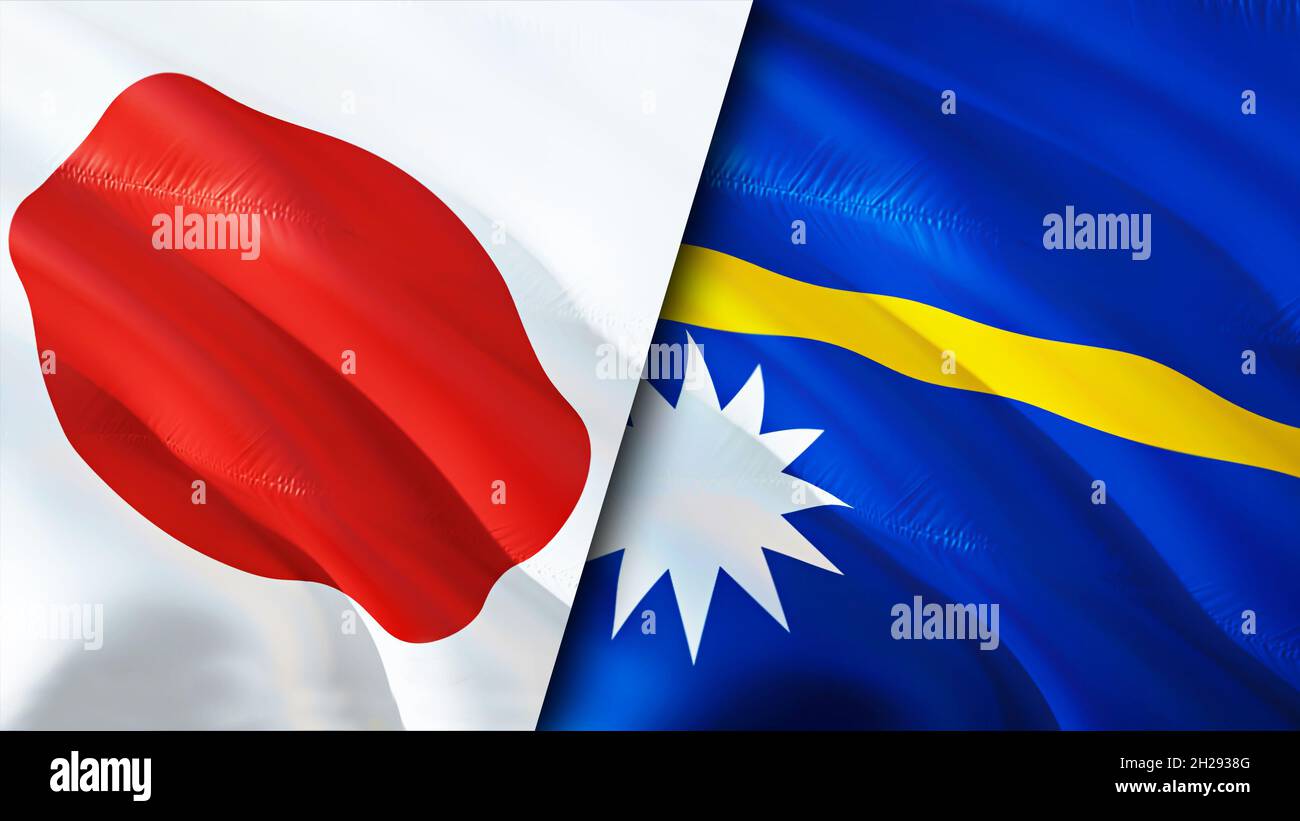 Japan and Nauru flags. 3D Waving flag design. Japan Nauru flag, picture ...