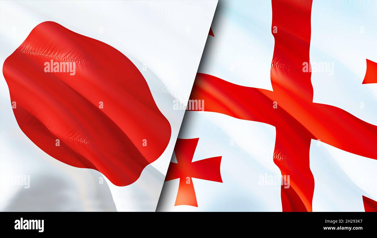 Japan and Georgia flags. 3D Waving flag design. Japan Georgia flag ...