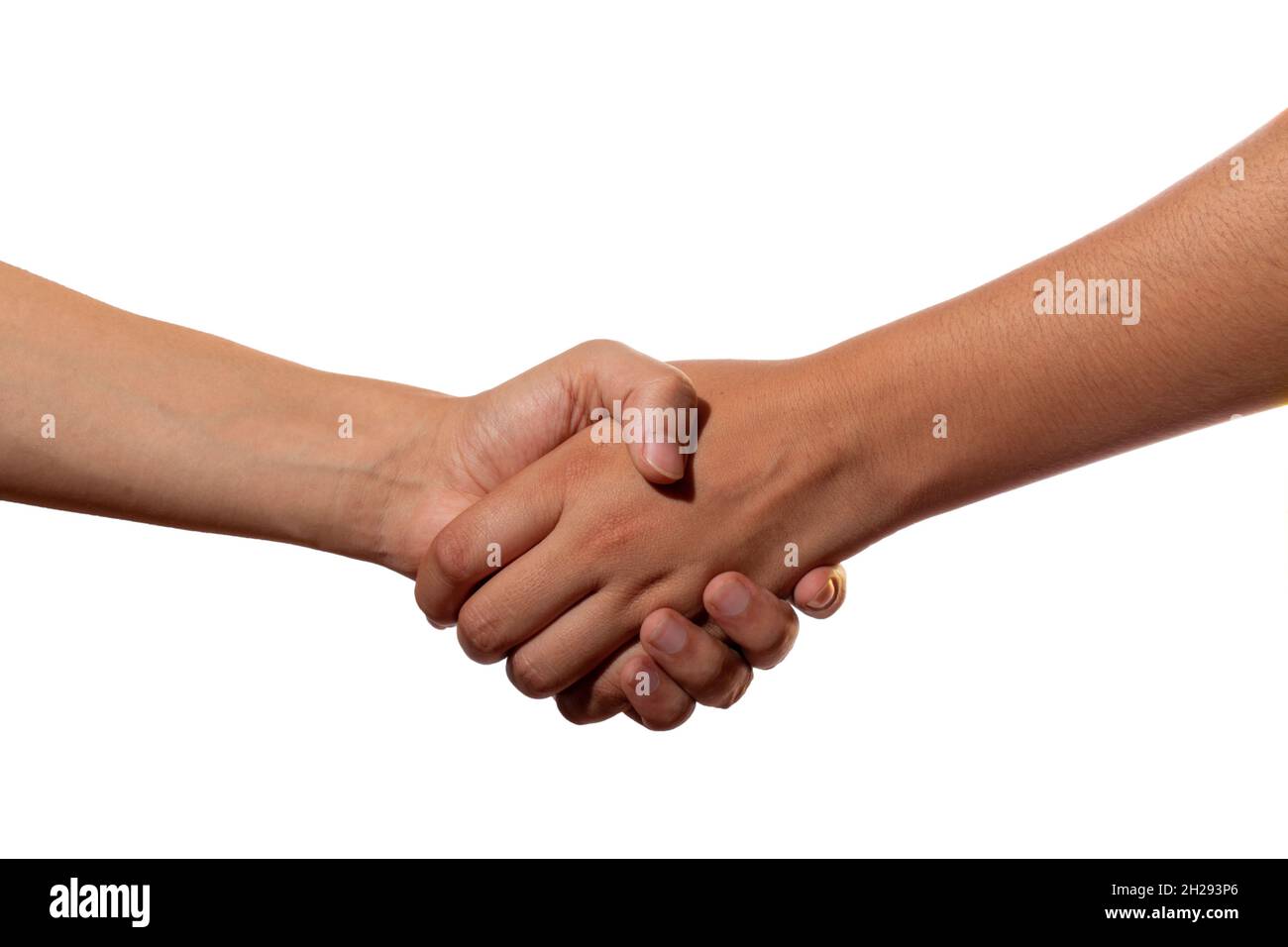 Latin handshake isolated on white background. Hand of man and woman ...