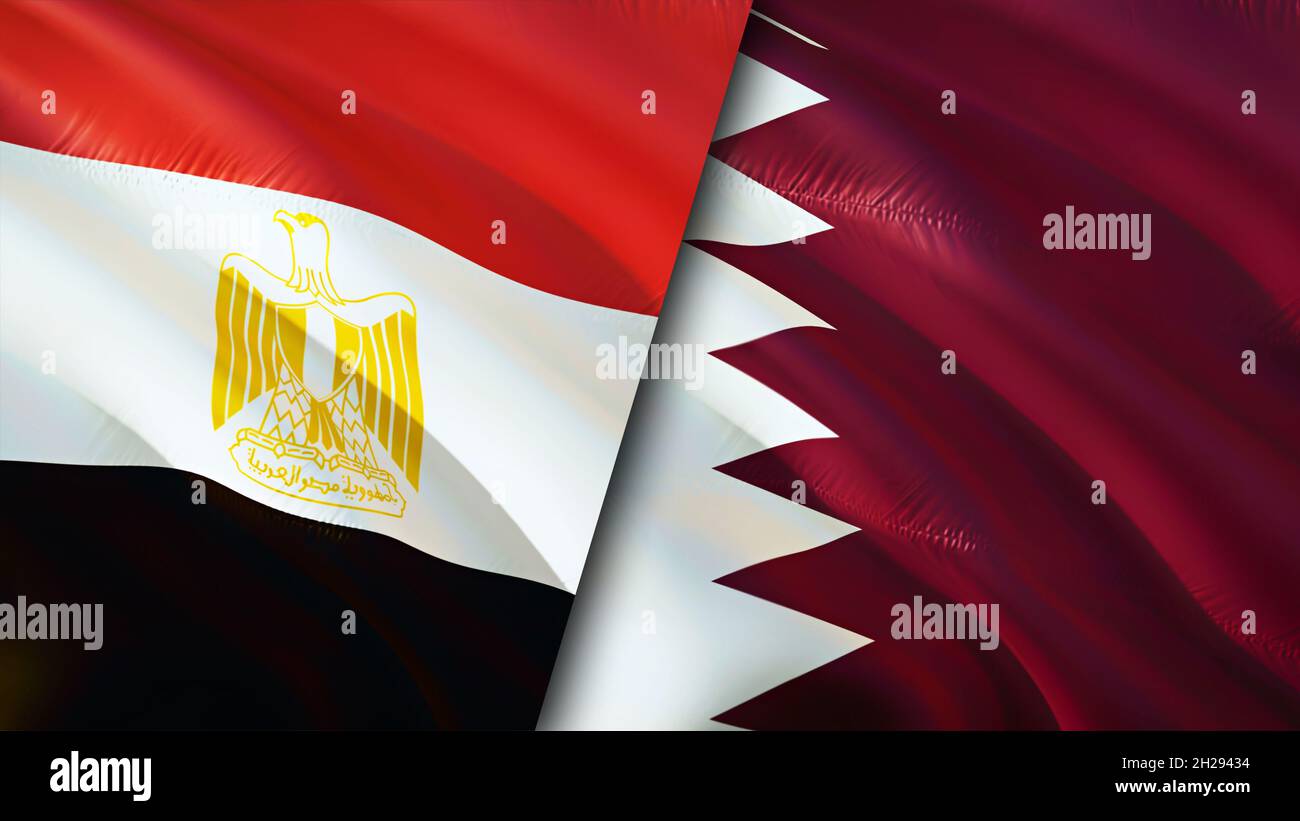 Egypt and Qatar flags. 3D Waving flag design. Qatar Egypt flag, picture ...