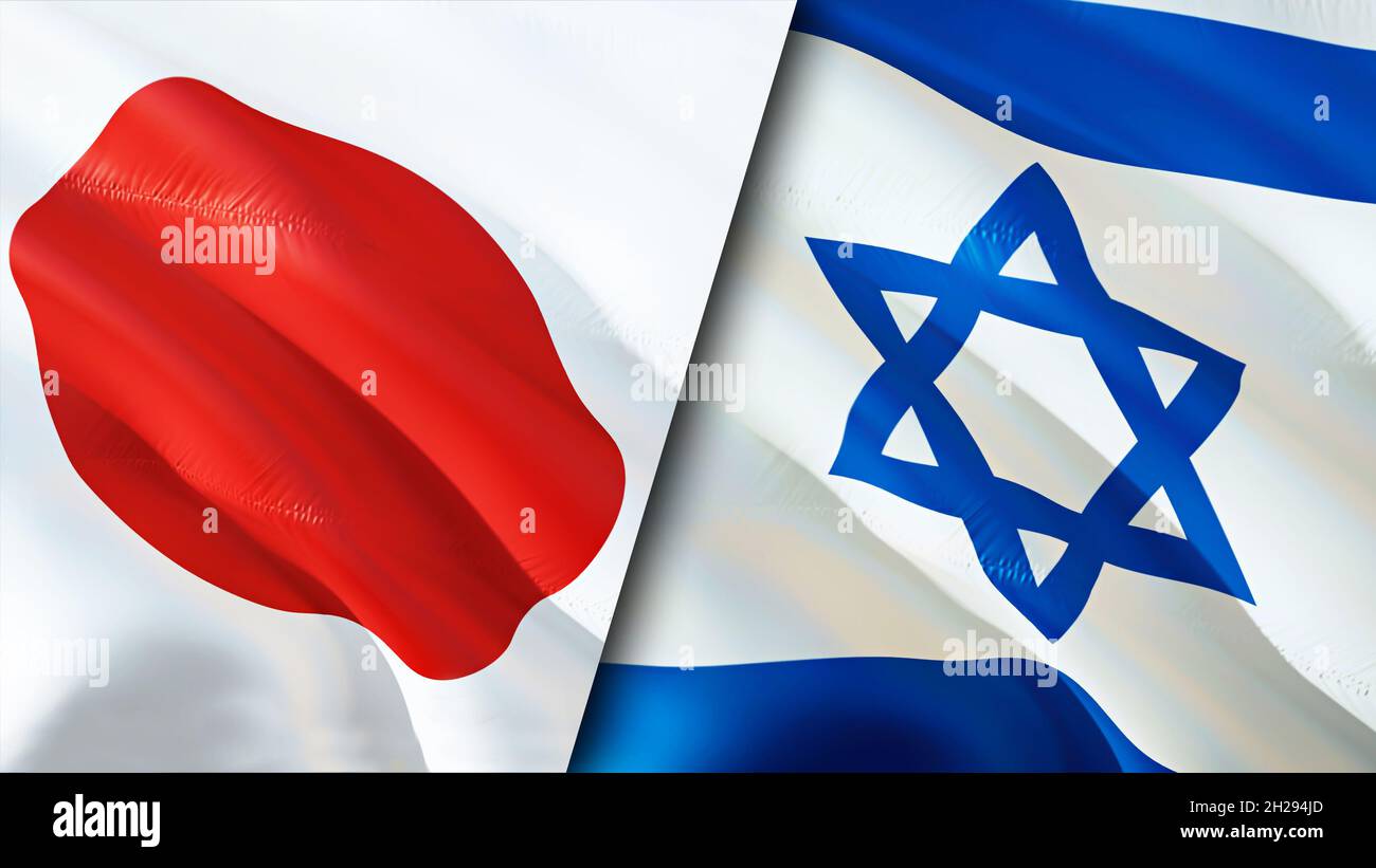 Japan and Israel flags. 3D Waving flag design. Japan Israel flag ...