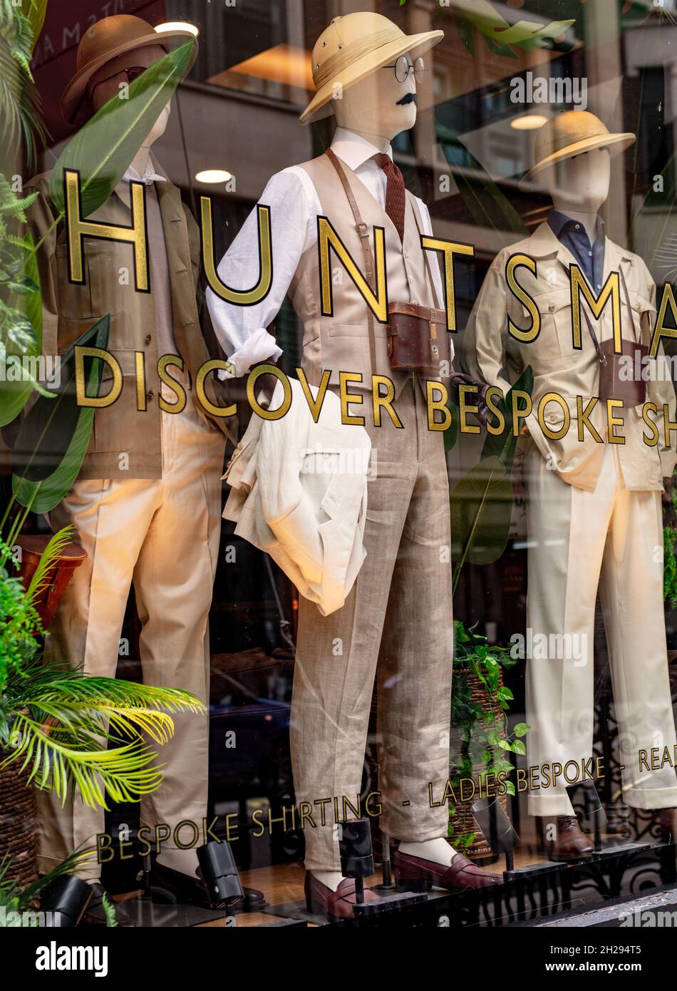 Window of Huntsman, gentlemen's tailor's shop in Savile Row, London ...