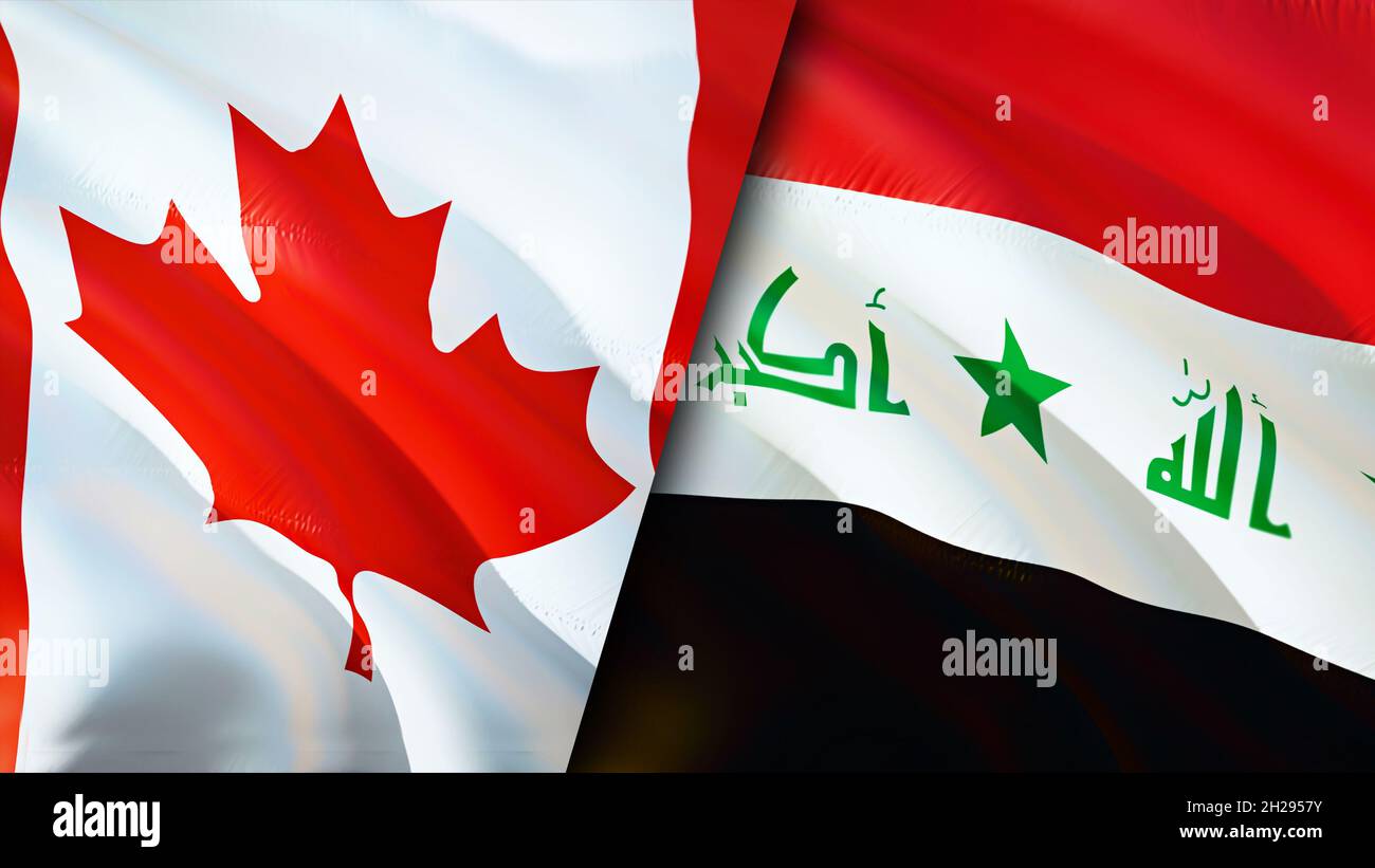 Canada and Iraq flags. 3D Waving flag design. Canada Iraq flag, picture ...