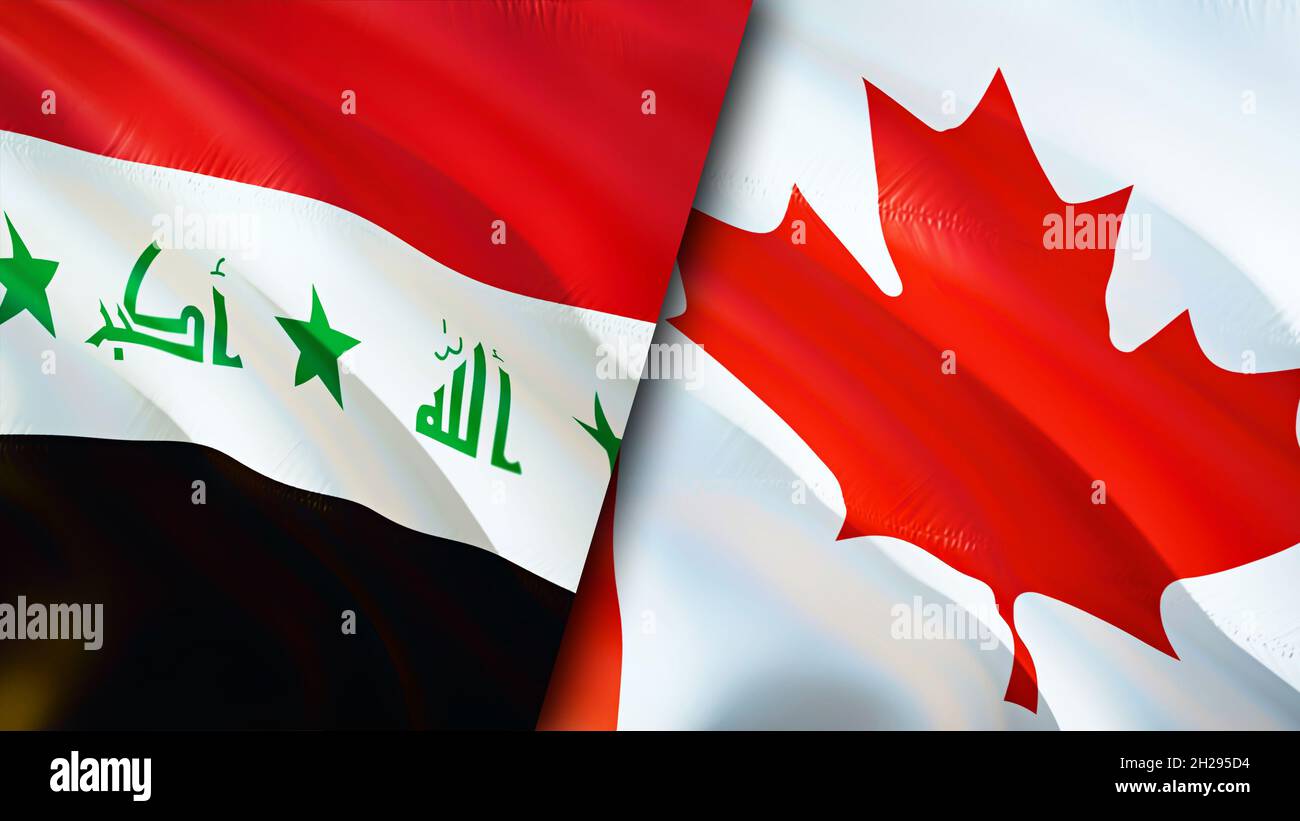 Iraq and Canada flags. 3D Waving flag design. Canada Iraq flag, picture ...
