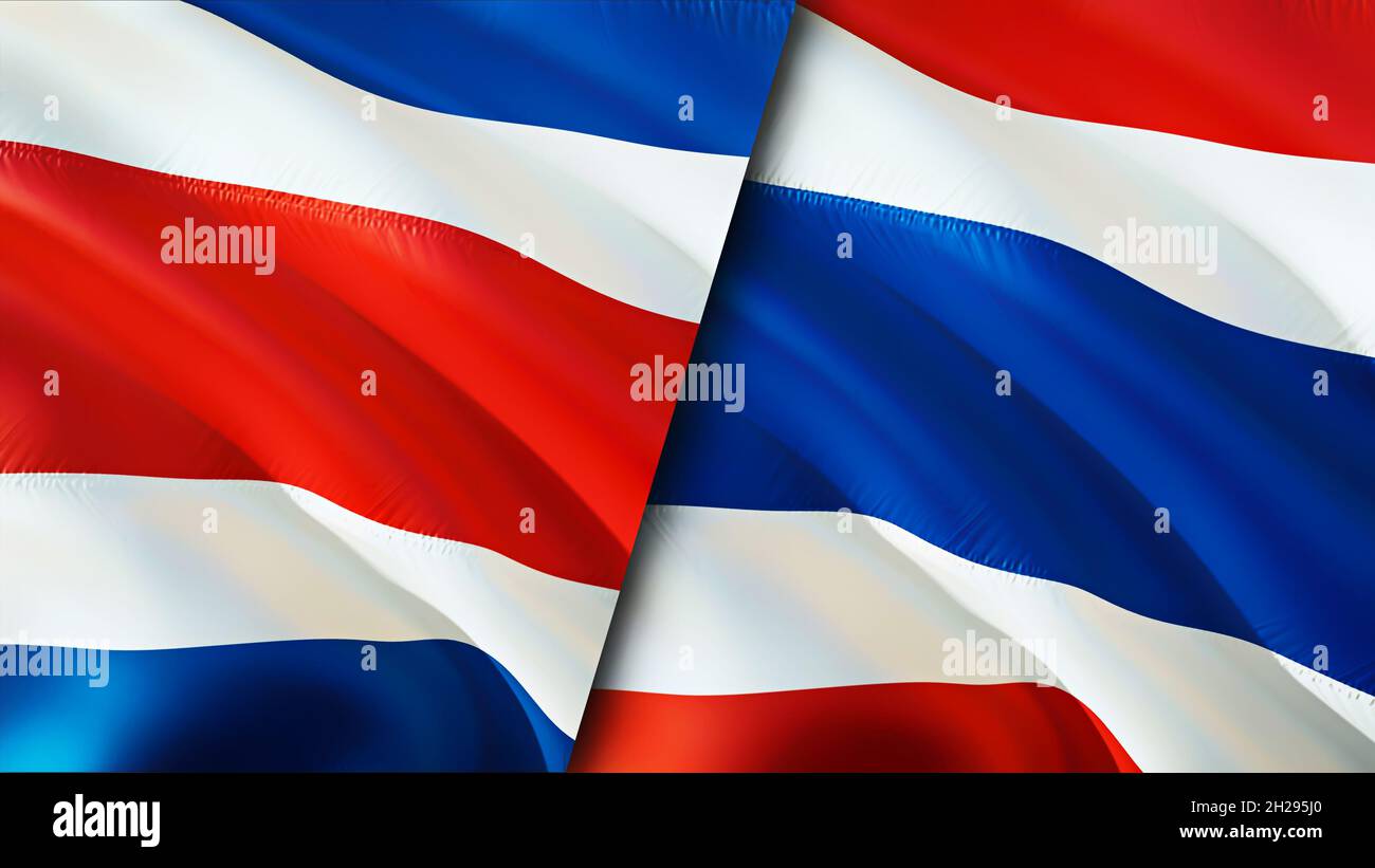 Costa Rica And Thailand Flags 3D Waving Flag Design Costa Rica costa-rica-and-thailand-flags-3d-waving-flag-design-costa-rica
