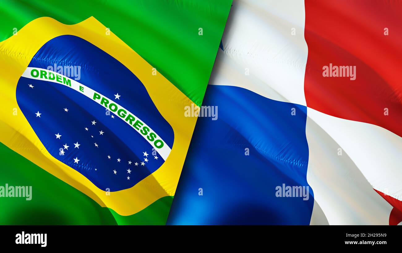 Brazil and Panama flags. 3D Waving flag design. Brazil Panama flag ...