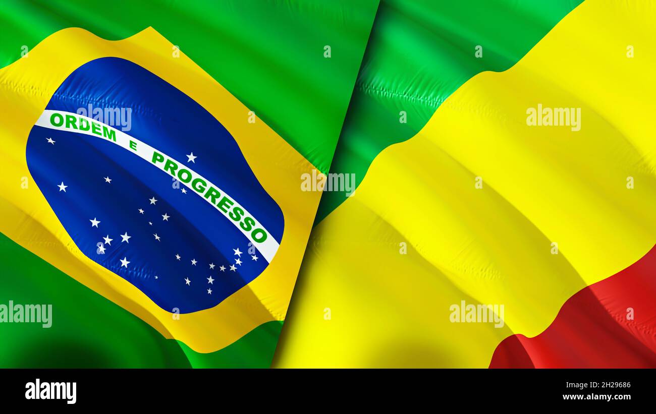 Brazil and Congo flags. 3D Waving flag design. Brazil Congo flag ...