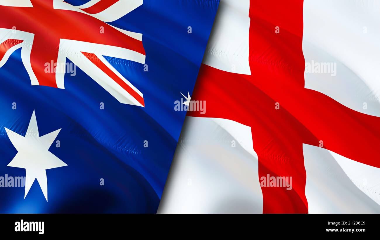 Australia and England flags. 3D Waving flag design. Australia England ...
