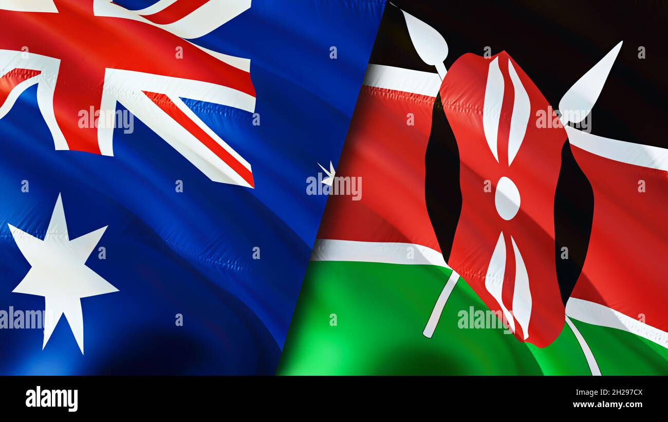 Australia and Kenya flags. 3D Waving flag design. Australia Kenya flag ...