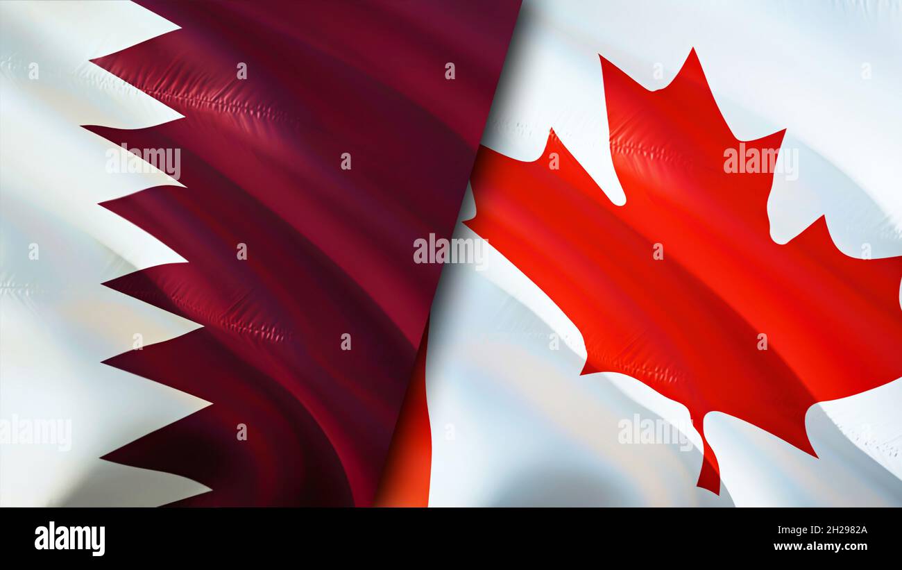 Qatar And Canada Flags 3D Waving Flag Design Canada Qatar Flag qatar-and-canada-flags-3d-waving-flag-design-canada-qatar-flag