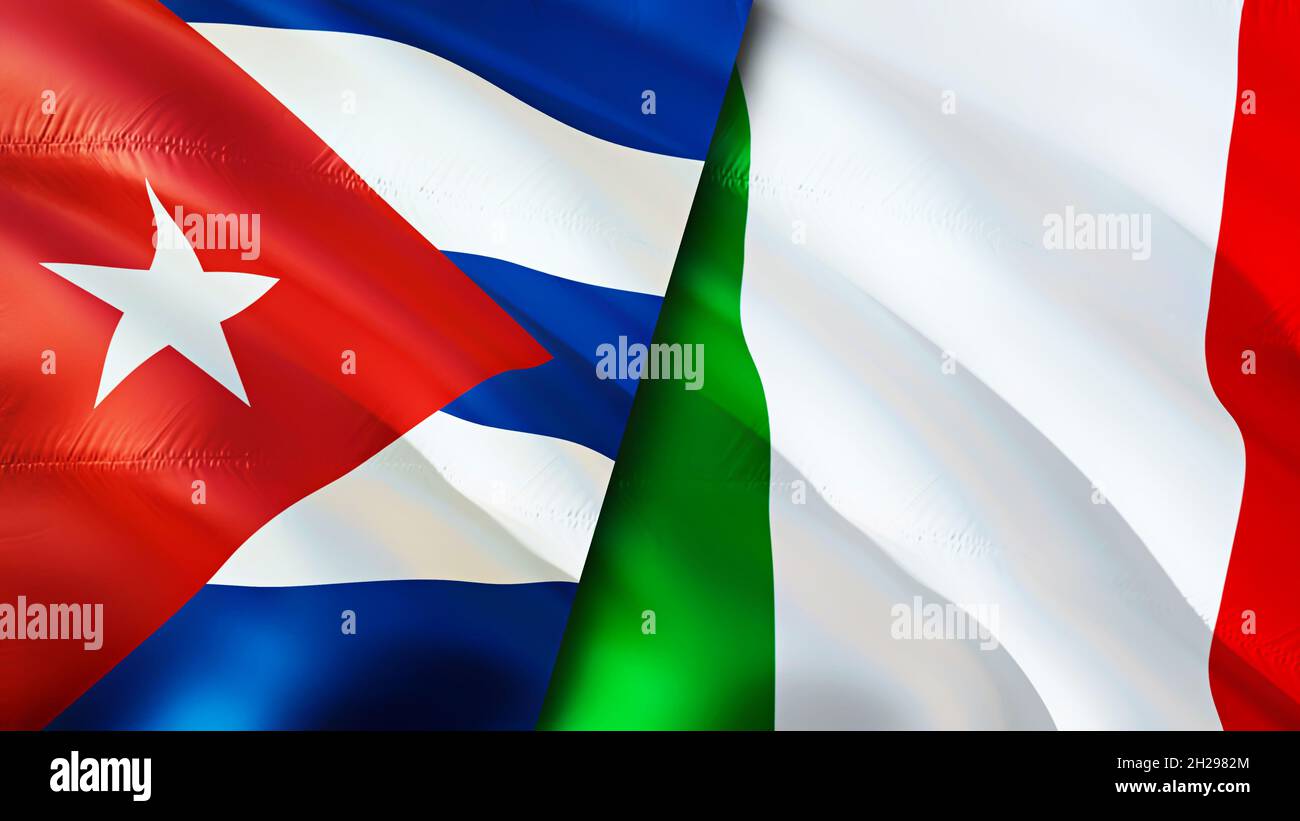 Cuba and Italy flags. 3D Waving flag design. Cuba Italy flag, picture ...