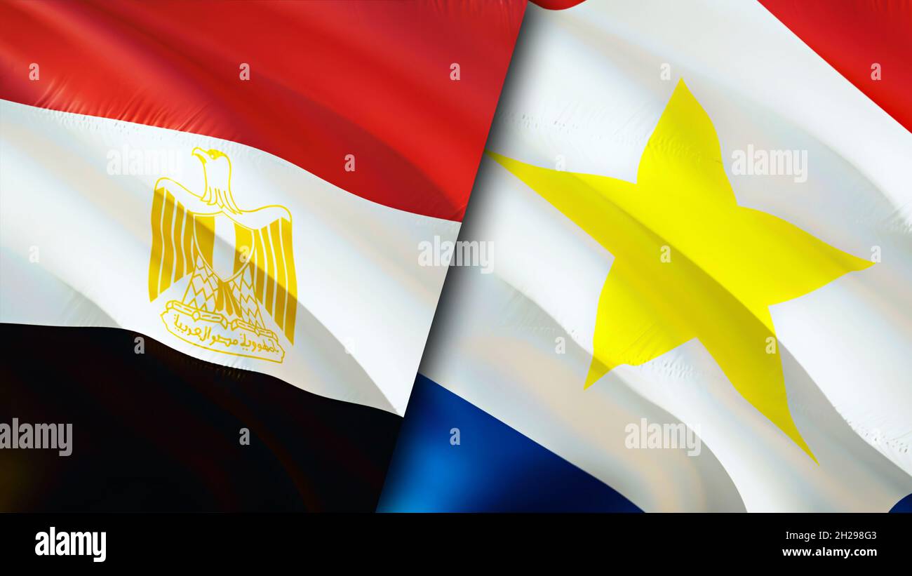Egypt and Saba Island flags. 3D Waving flag design. Saba Island Egypt ...