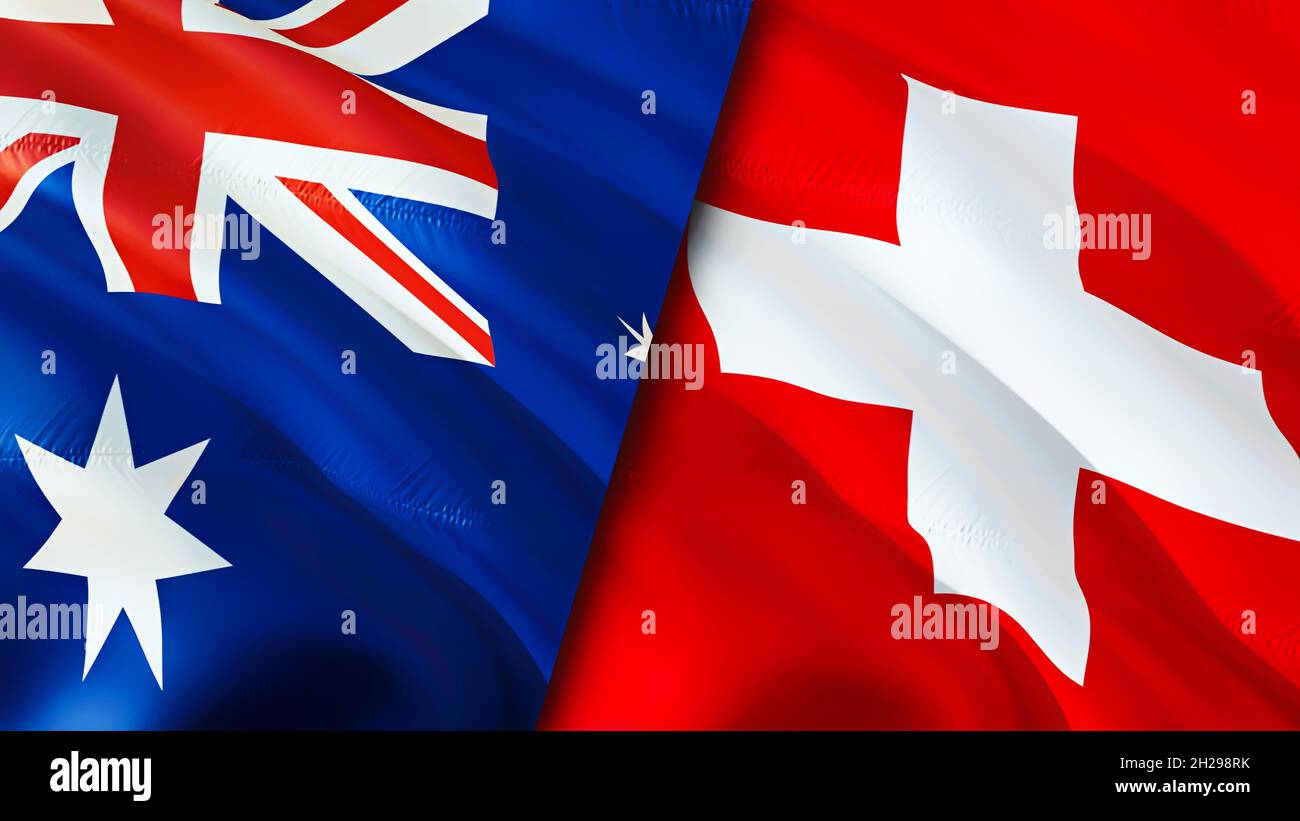Australia and Switzerland flags. 3D Waving flag design. Australia ...