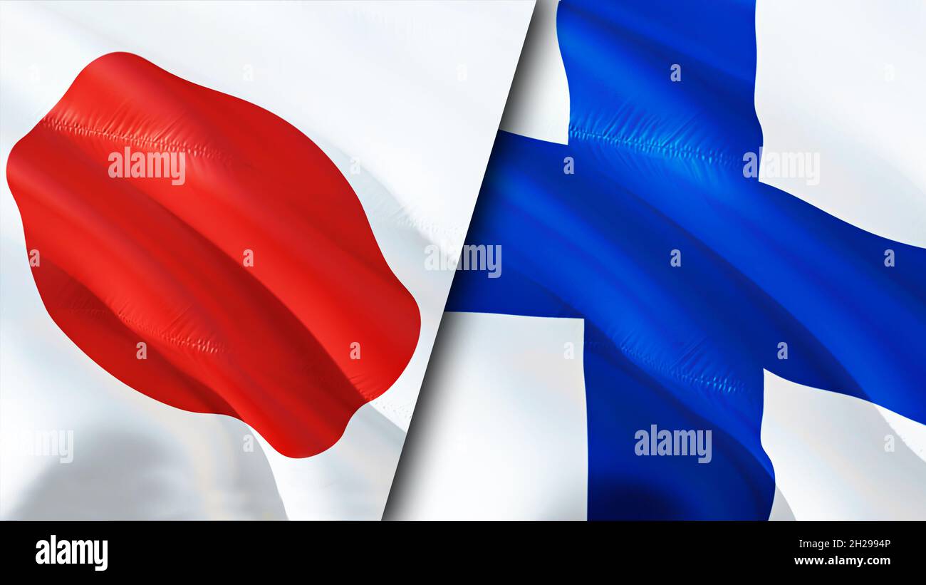 Japan and Finland flags. 3D Waving flag design. Japan Finland flag ...