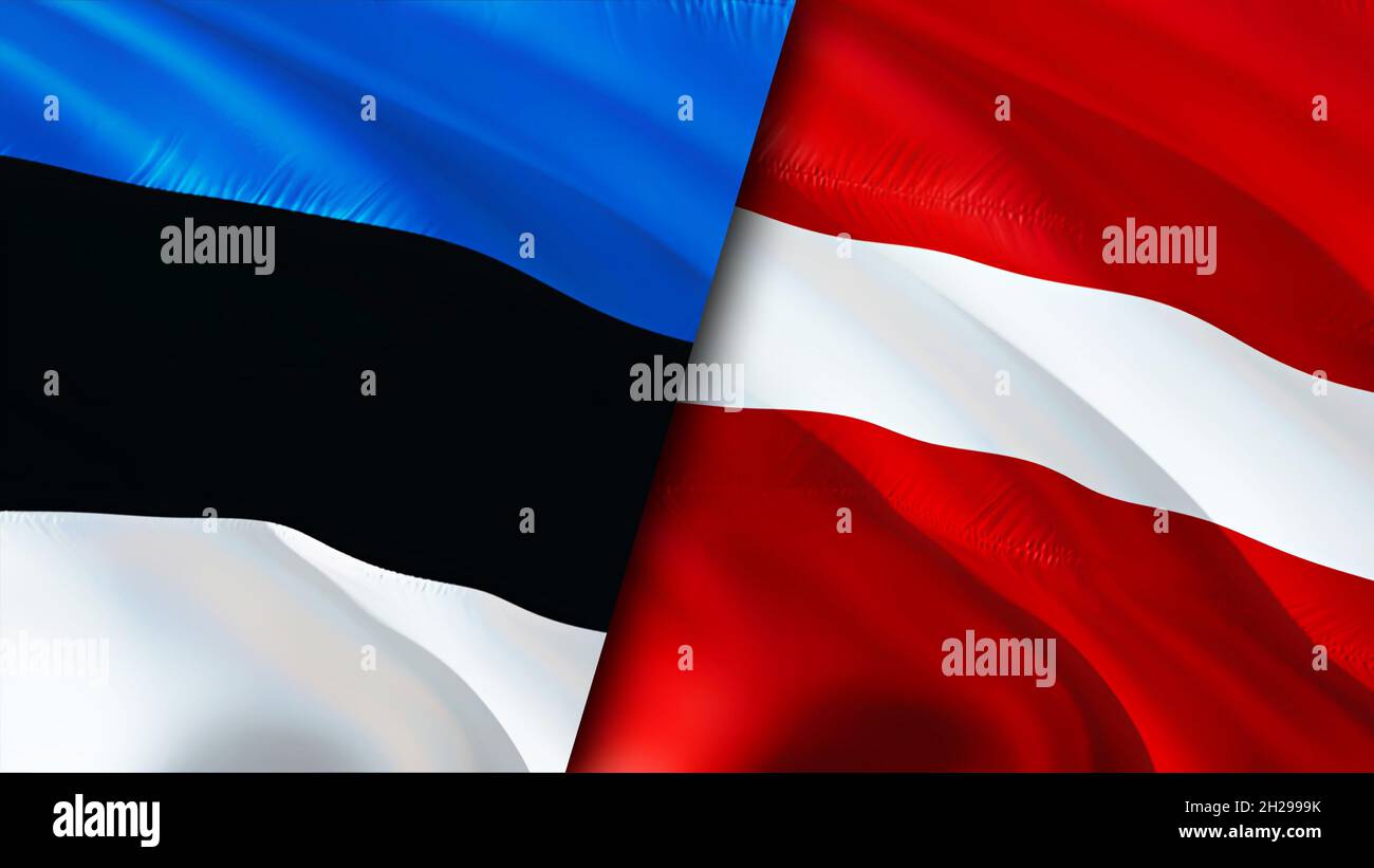 Estonia and Latvia flags. 3D Waving flag design. Latvia Estonia flag ...