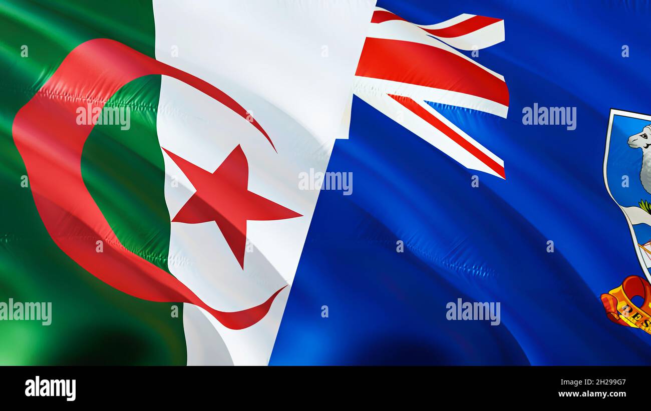 Algeria and Falkland Islands flags. 3D Waving flag design. Algeria ...