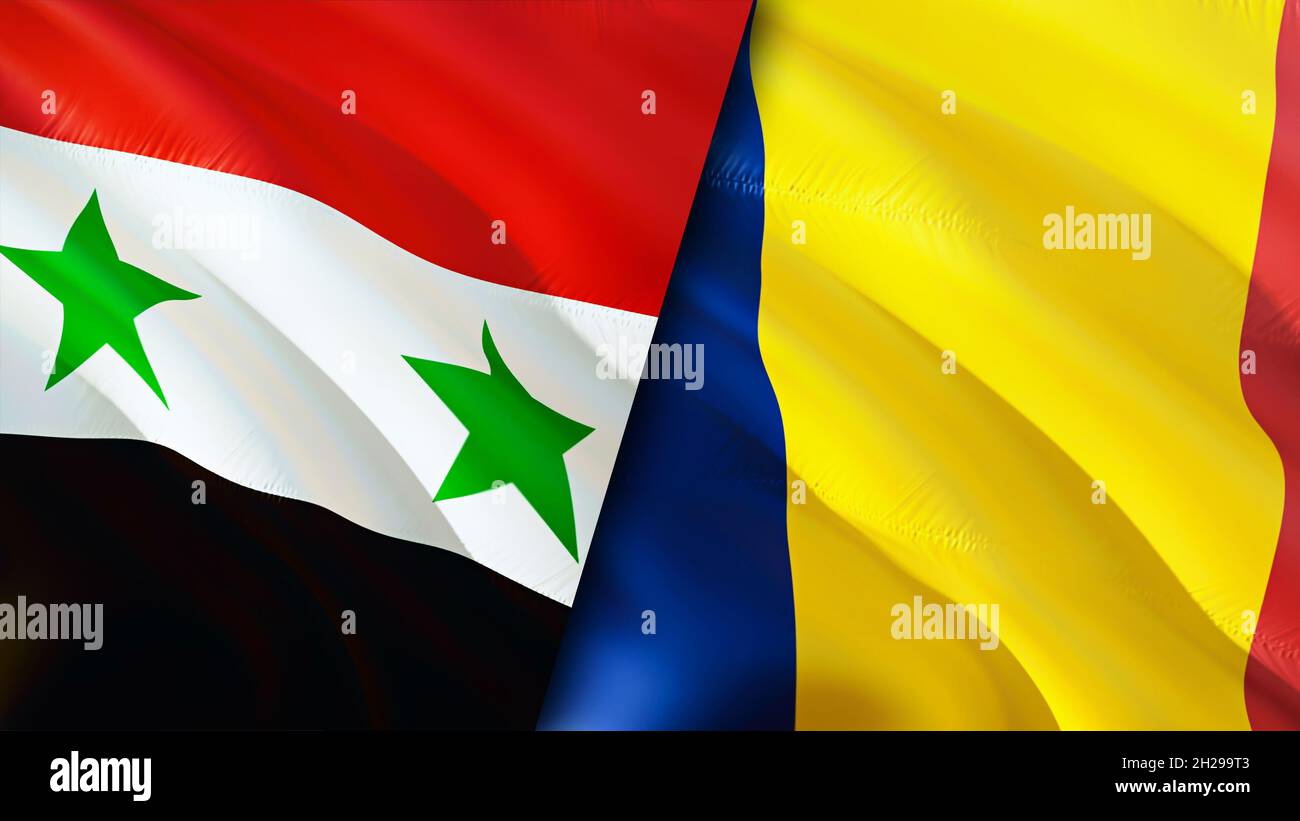 Syria and Chad flags. 3D Waving flag design. Chad Syria flag, picture ...