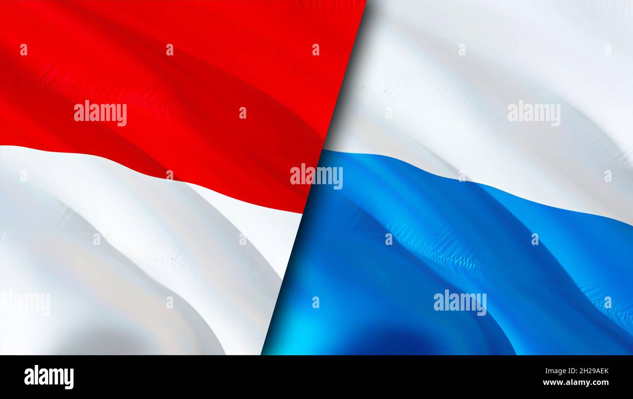 Monaco and San Marino flags. 3D Waving flag design. San Marino Monaco ...
