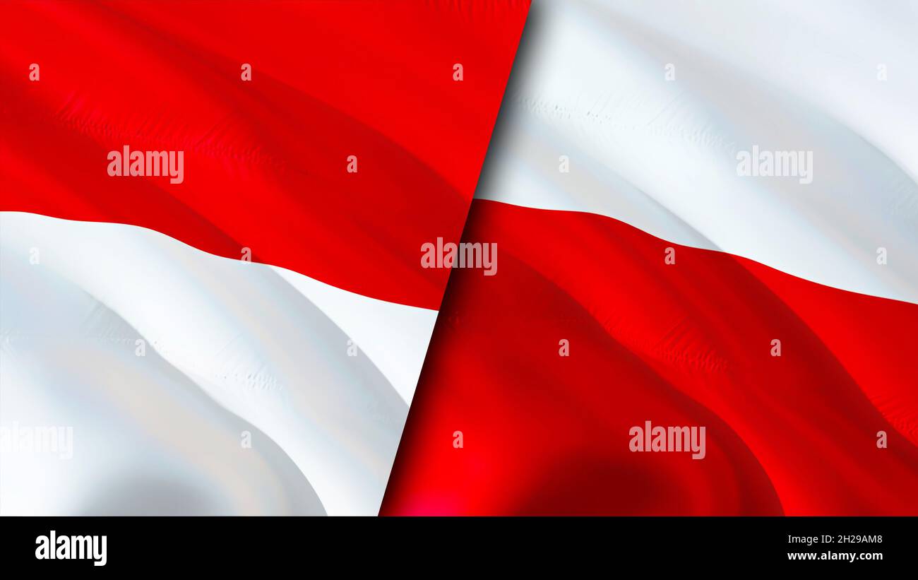 Monaco and Poland flags. 3D Waving flag design. Poland Monaco flag ...
