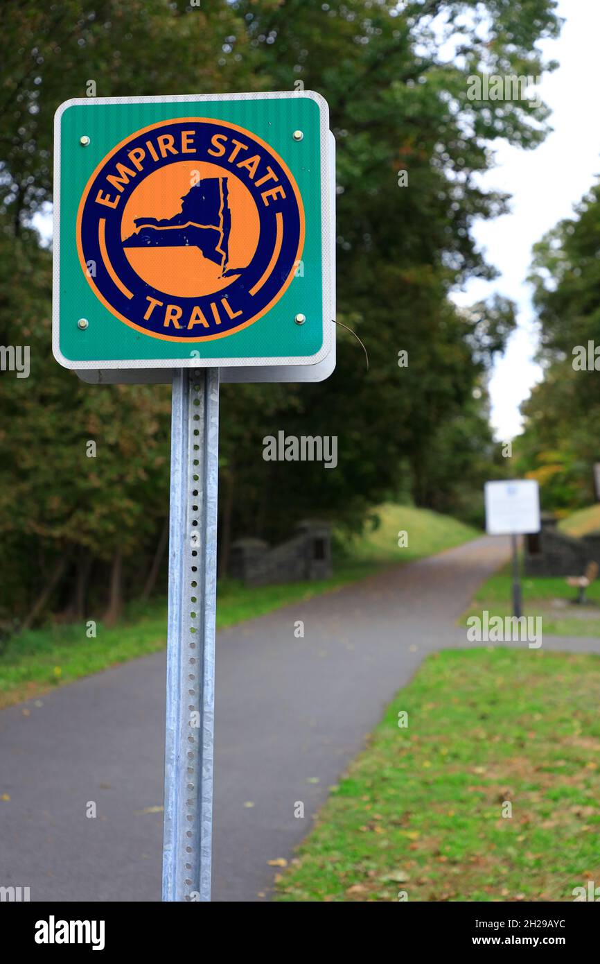 Sign of Empire State Trail inside Walkway Over the Hudson State ...