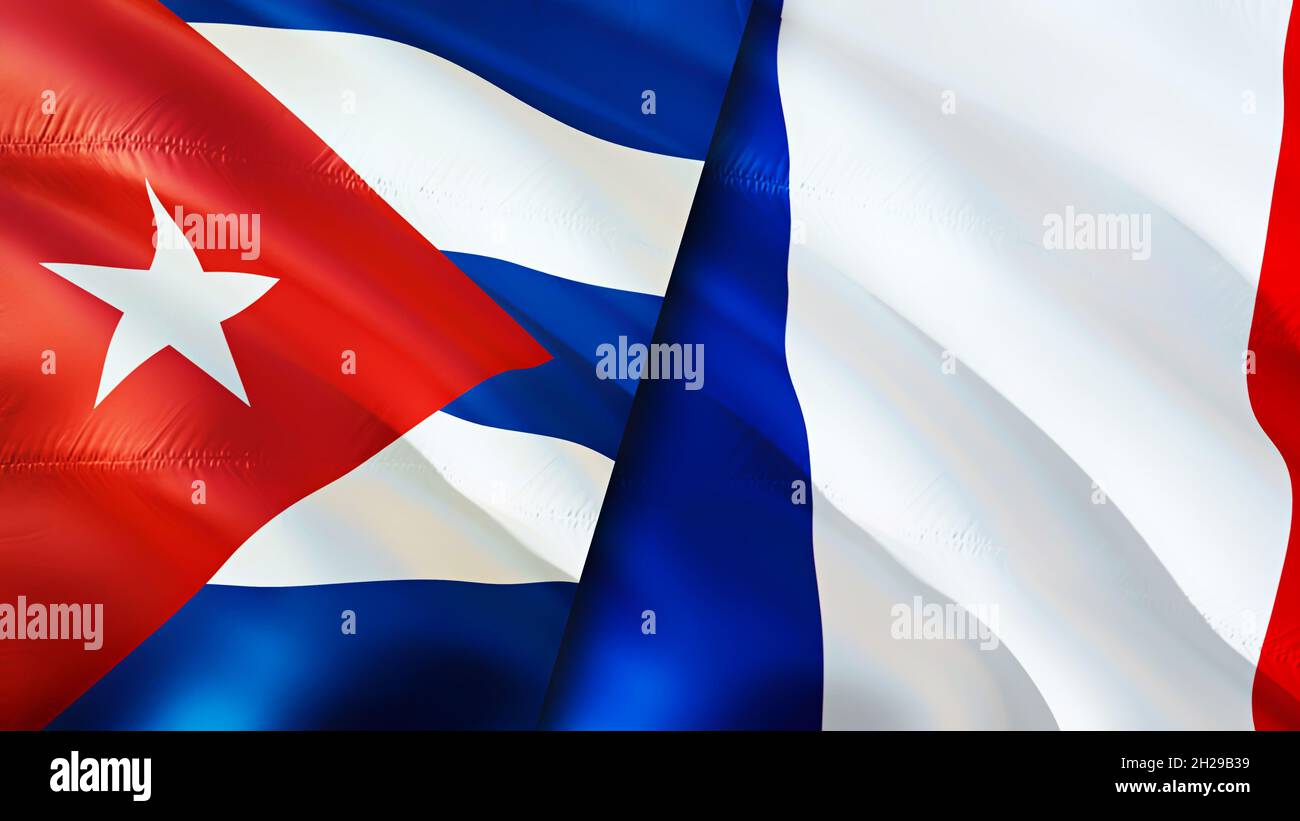 Cuba and France flags. 3D Waving flag design. Cuba France flag, picture ...
