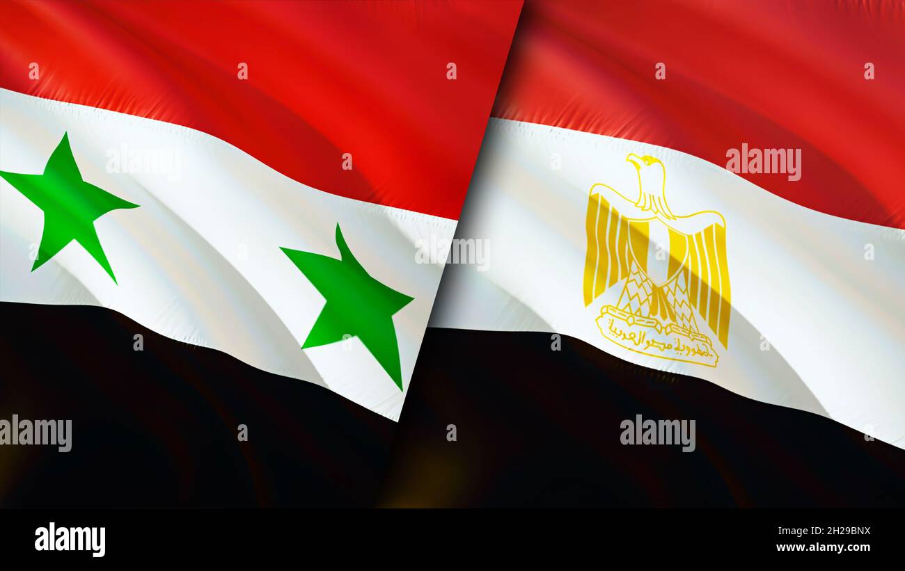 Syria and Egypt flags. 3D Waving flag design. Egypt Syria flag, picture ...
