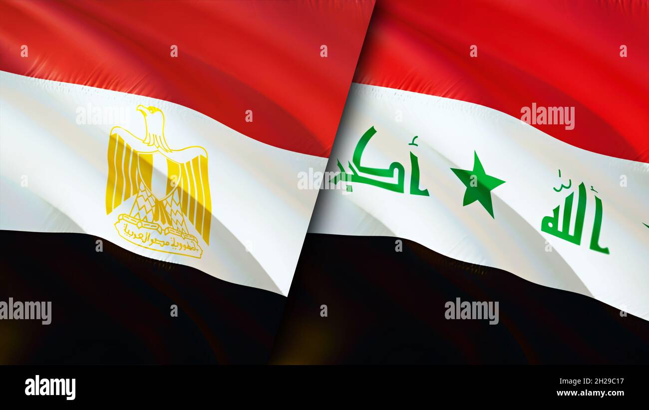 Egypt and Iraq flags. 3D Waving flag design. Iraq Egypt flag, picture, wallpaper. Egypt vs Iraq ...