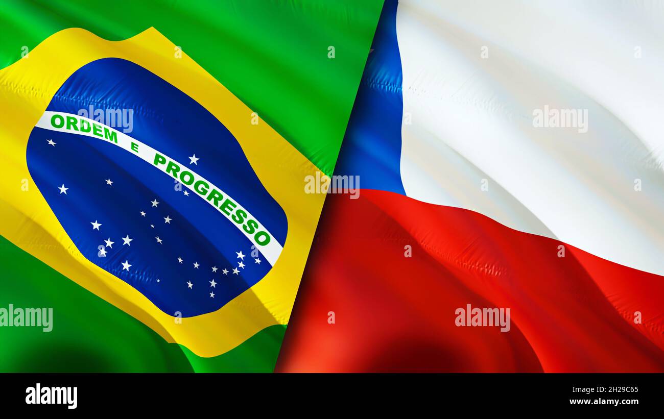 Brazil and Chile flags. 3D Waving flag design. Brazil Chile flag ...