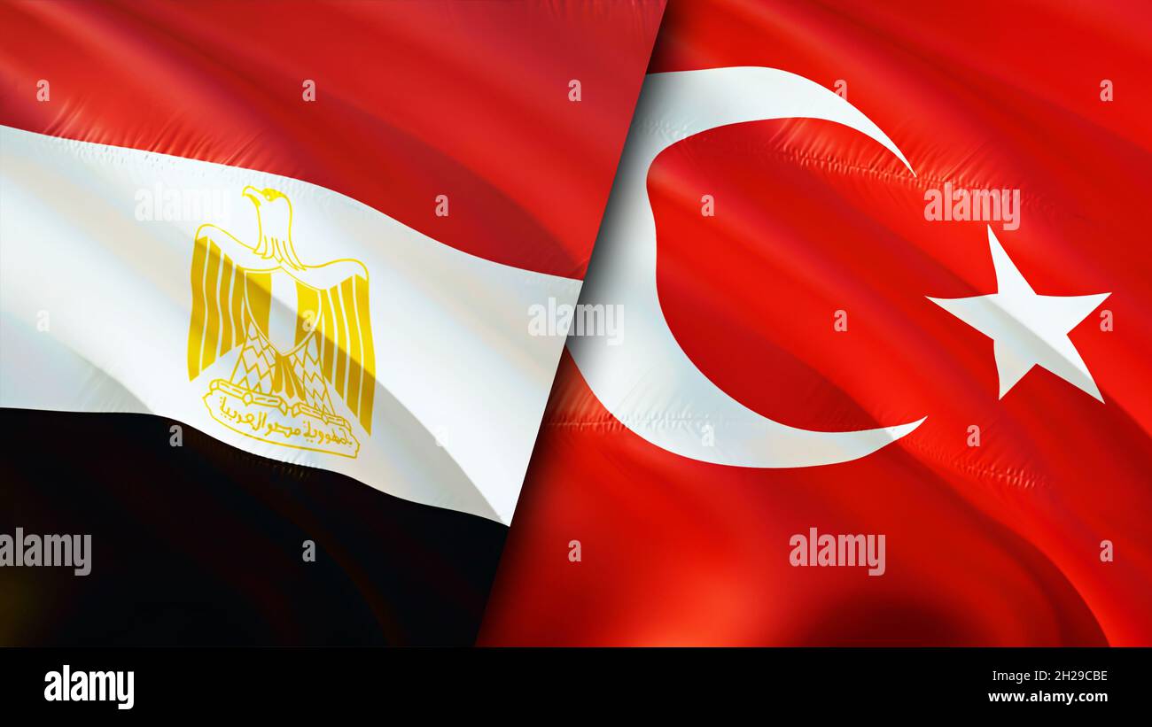 Egypt and Turkey flags. 3D Waving flag design. Turkey Egypt flag ...