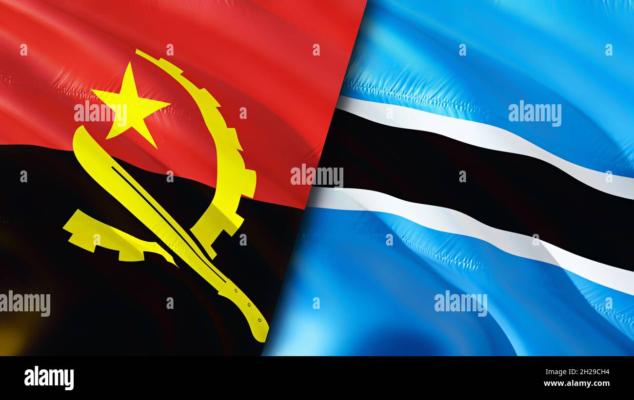 Angola and Botswana flags. 3D Waving flag design. Angola Botswana flag ...