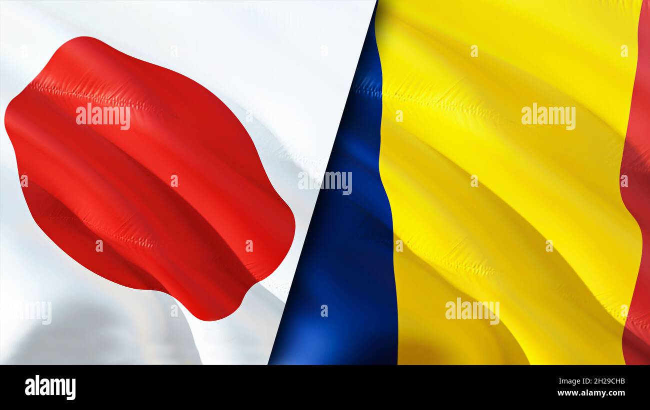 Japan and Chad flags. 3D Waving flag design. Japan Chad flag, picture ...