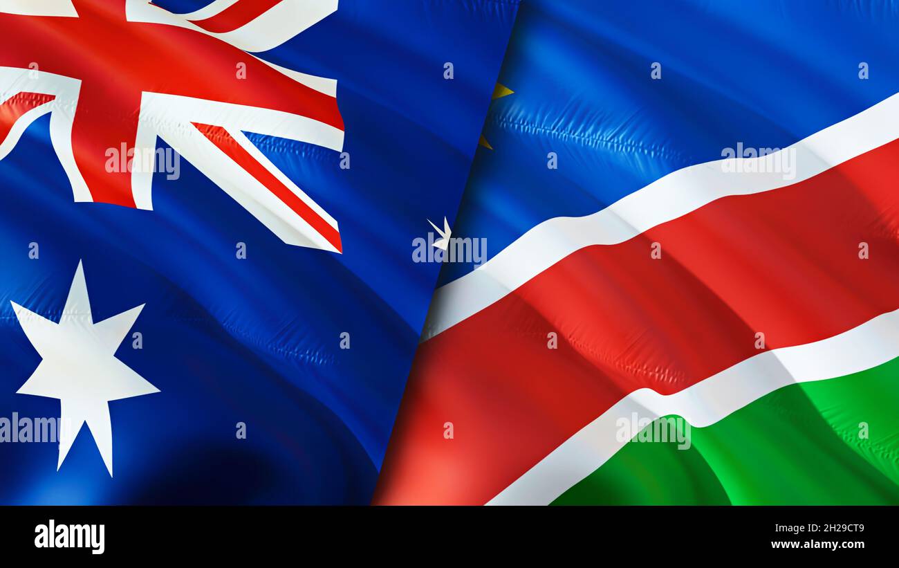 Australia and Namibia flags. 3D Waving flag design. Australia Namibia ...