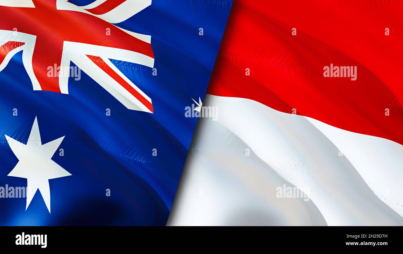 Australia and Monaco flags. 3D Waving flag design. Australia Monaco ...