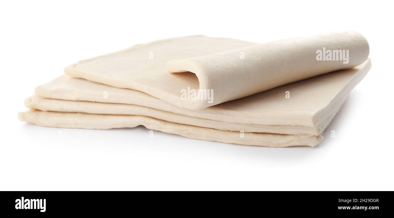 Fresh raw dough on white background Stock Photo - Alamy