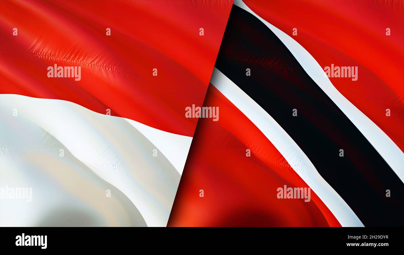 Indonesia and Trinidad and Tobago flags. 3D Waving flag design ...