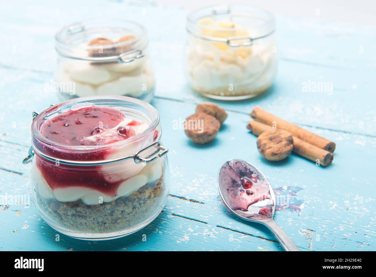 delicious artisan yogurt dessert with cookie and fruit Stock Photo - Alamy