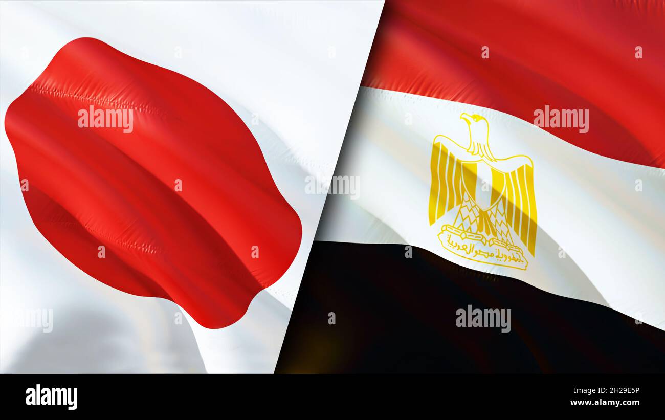 Japan and Egypt flags. 3D Waving flag design. Japan Egypt flag, picture ...