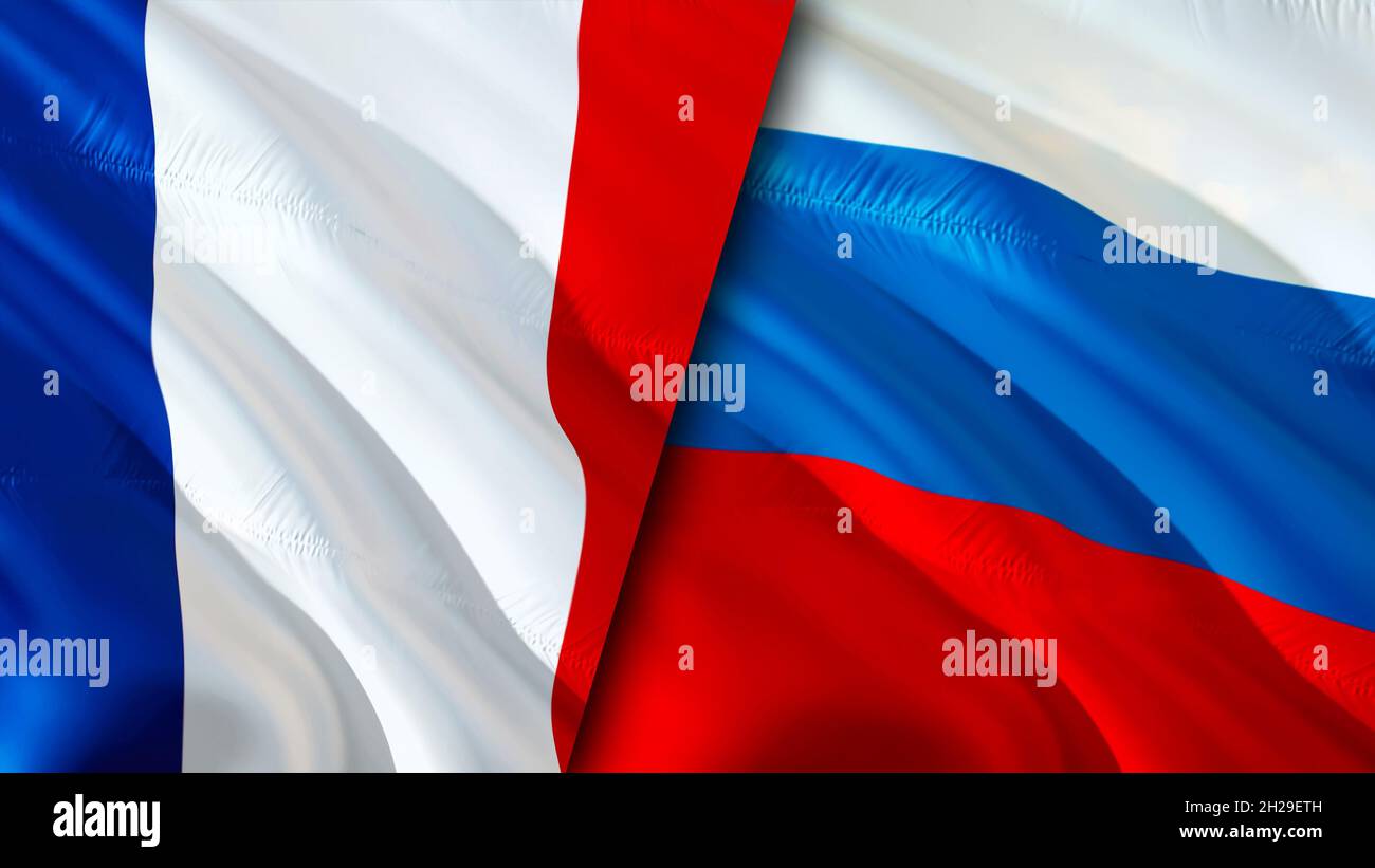 France and Russia flags. 3D Waving flag design. France Russia flag ...