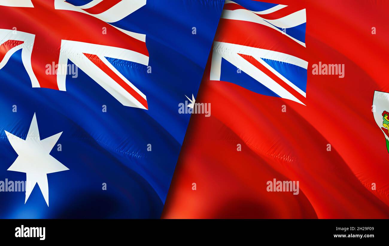 Australia and Bermuda flags. 3D Waving flag design. Australia Bermuda ...