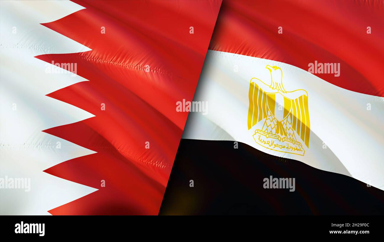 Bahrain and Egypt flags. 3D Waving flag design. Egypt Bahrain flag ...