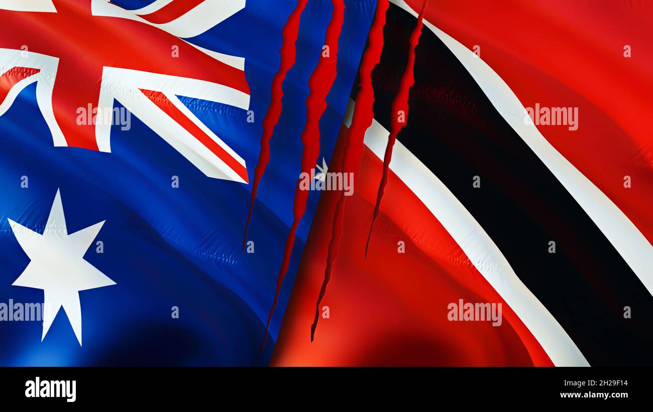 Australia and Trinidad and Tobago flags with scar concept. Waving flag ...