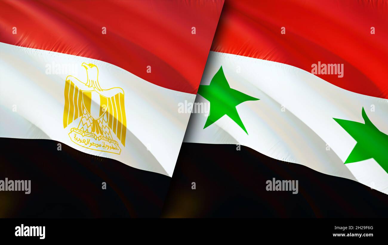 Egypt and Syria flags. 3D Waving flag design. Syria Egypt flag, picture ...