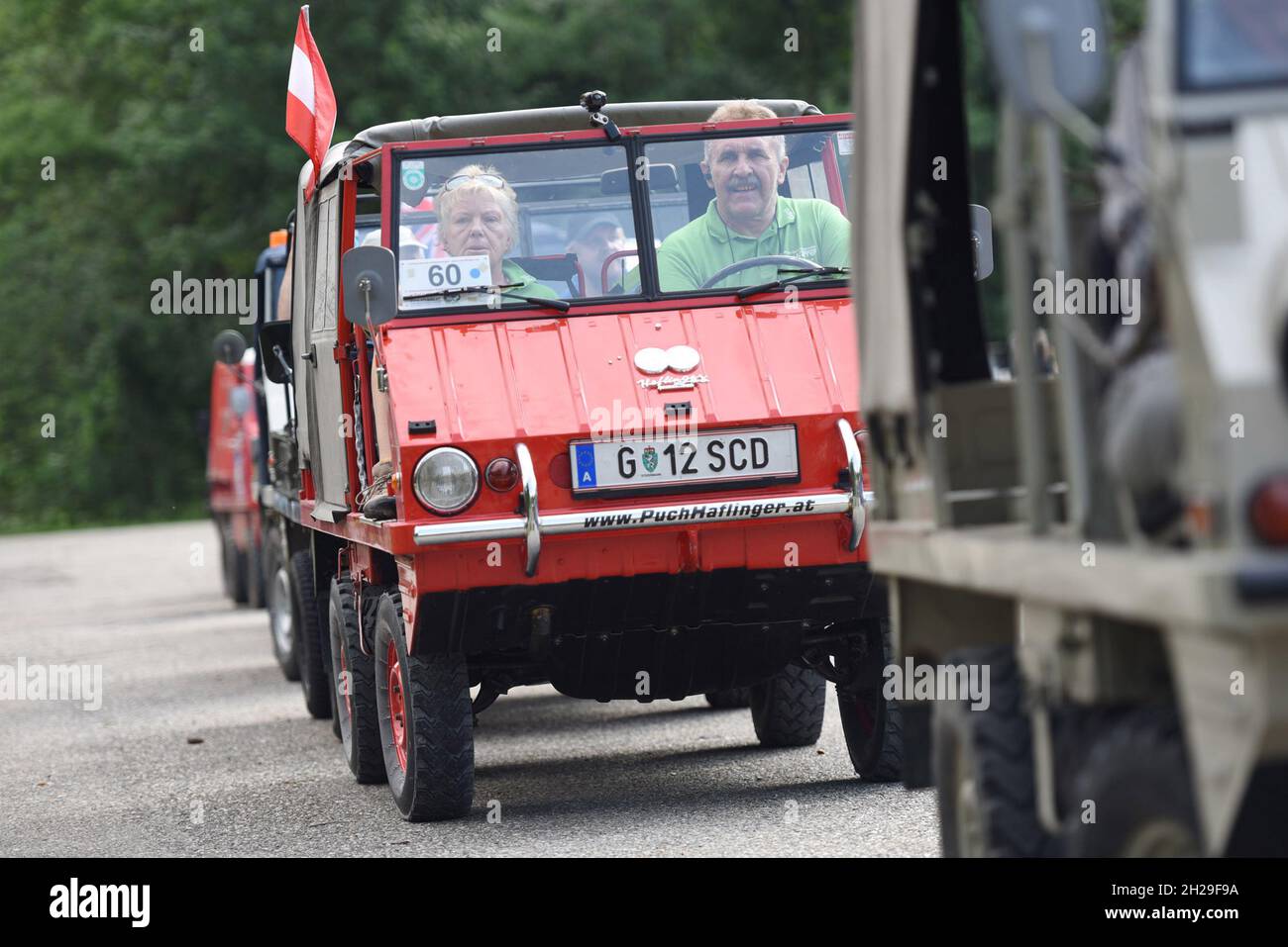 Treffen von Steyr-Puch Haflinger Geländewagen in Bad Ischl, Österreich ...